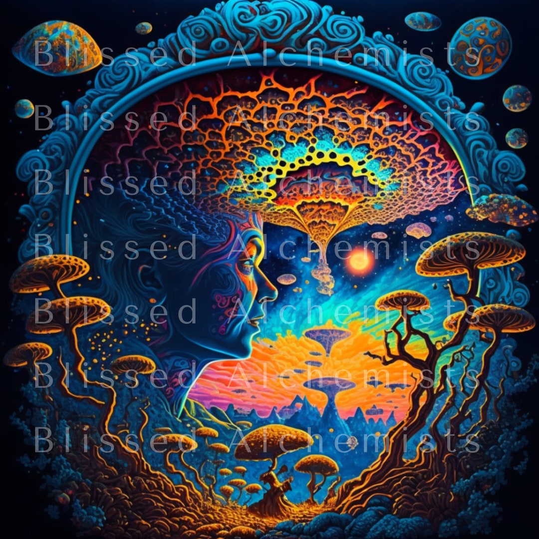 Cosmic Mushroom Magic Inspired by Alex Grey High Resolution Digital ...