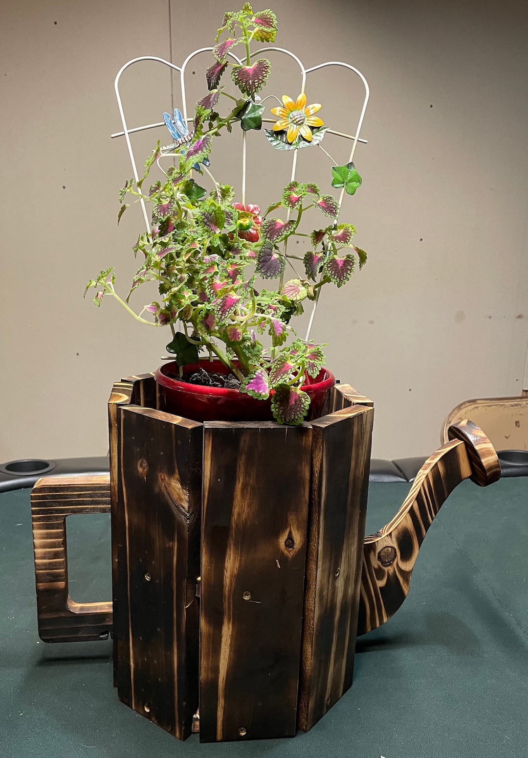 Wooden Watering Can Flower Pot - Etsy