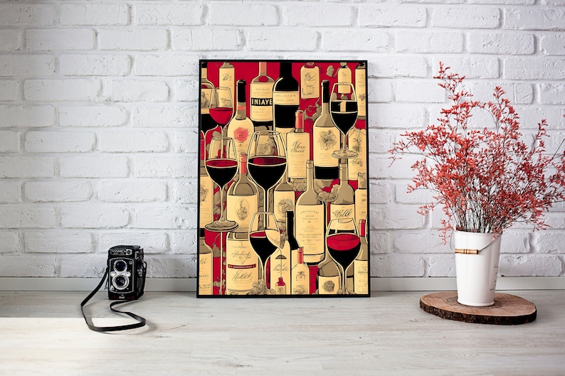 Vintage Wine Poster Printable Wine Artwork Wine Wall Decor - Etsy
