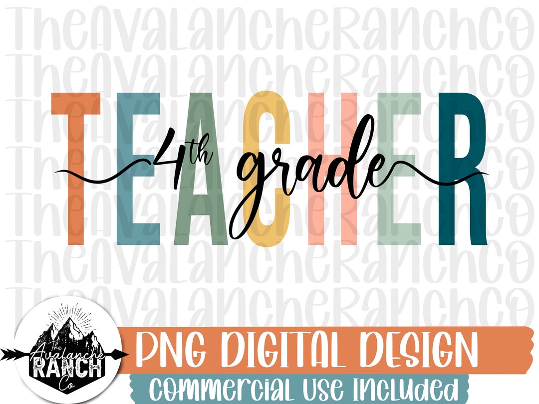 Fourth Grade Teacher Png, Teacher Png, Sublimation Designs Downloads ...