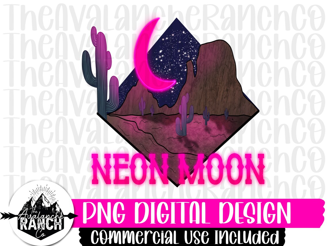 Neon Moon Png Country Png Sublimation Designs Downloads Png - Etsy