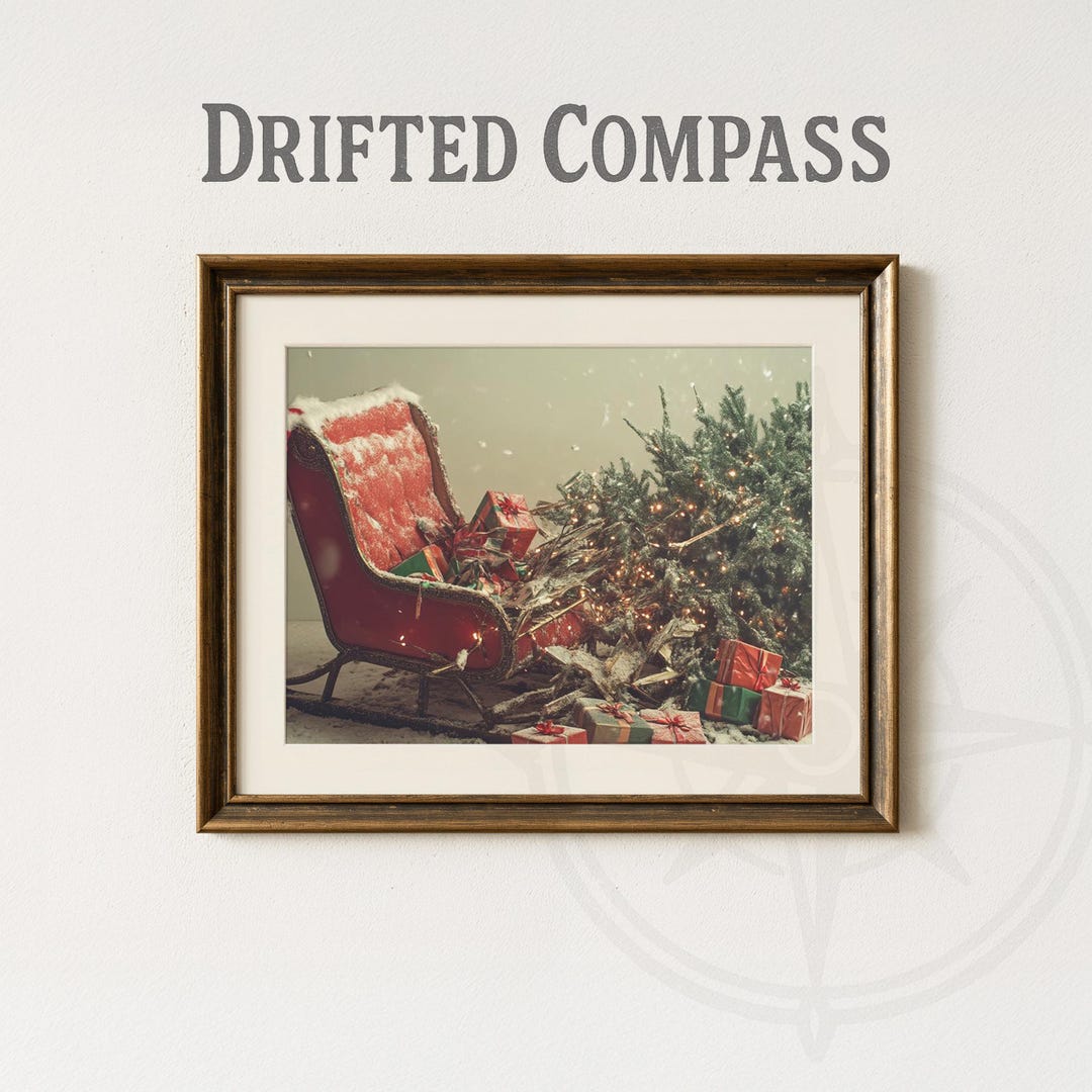 Christmas Disaster Print: Funny Sleigh Crash Scene (digital Download ...