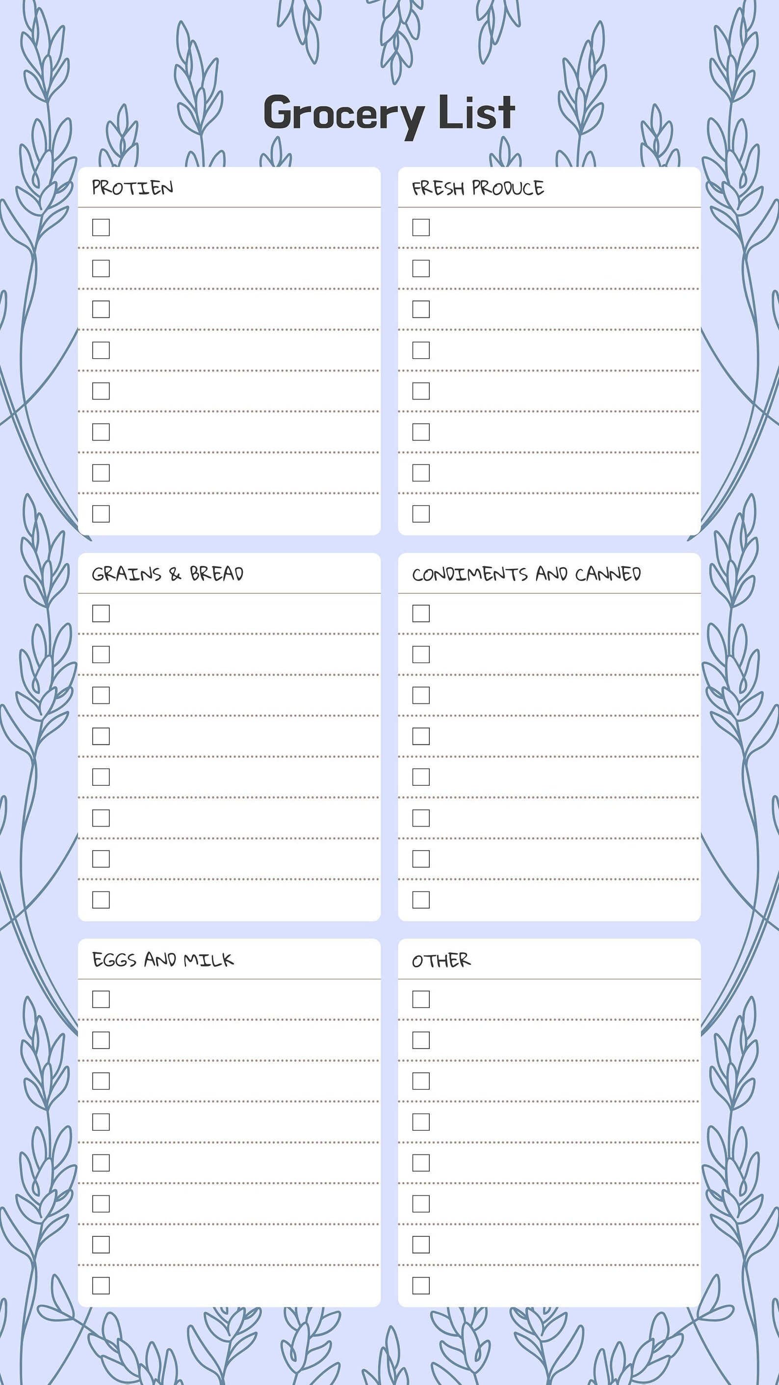 Grocery Shopping List Digital Aesthetic Bulletin Organized - Etsy