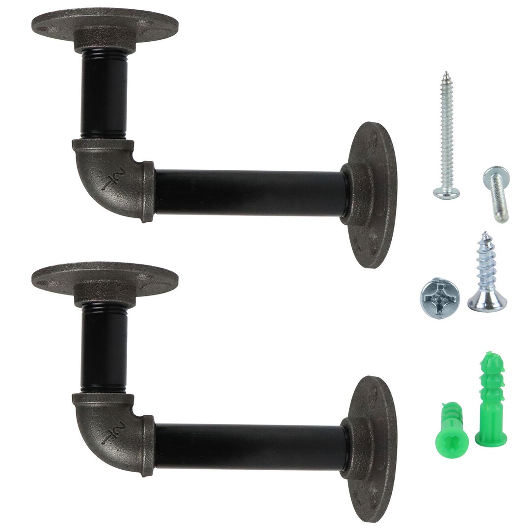 Set of 2 Industrial Rustic Pipe Custom Floating Shelves - DIY Shelf ...