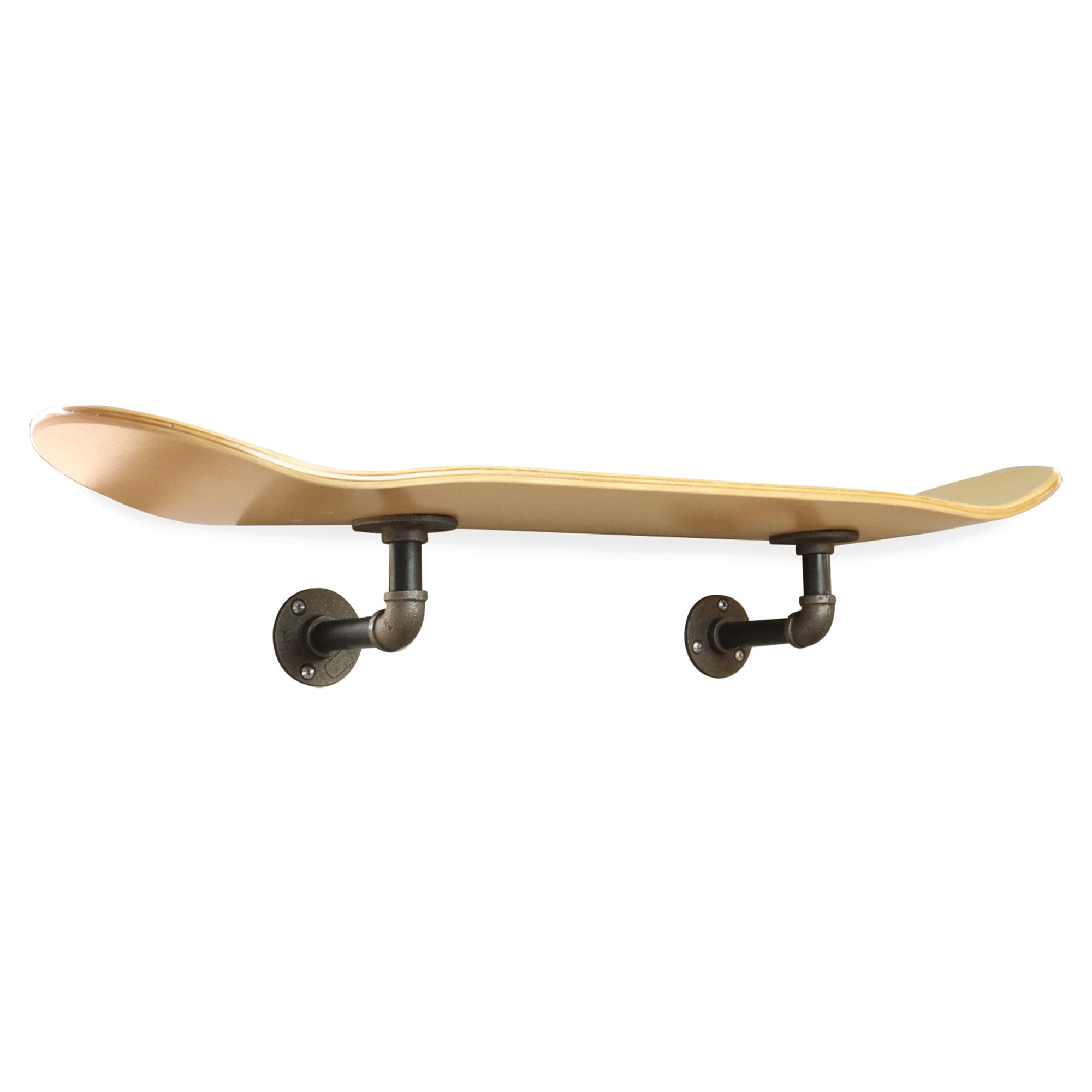Floating Industrial Style Skateboard Deck Shelf With Rustic Pipe ...