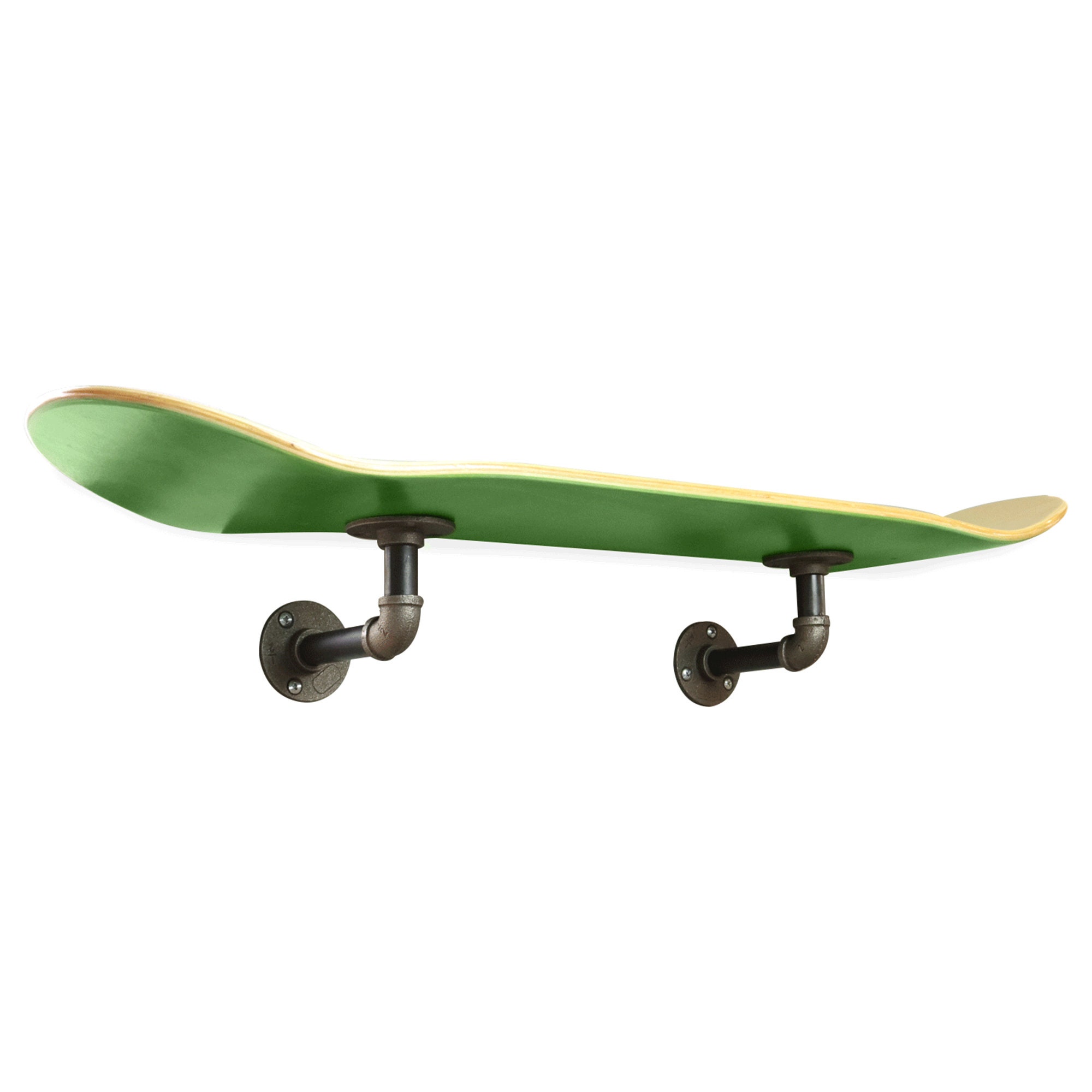 Floating Industrial Style Skateboard Deck Shelf With Rustic Pipe ...