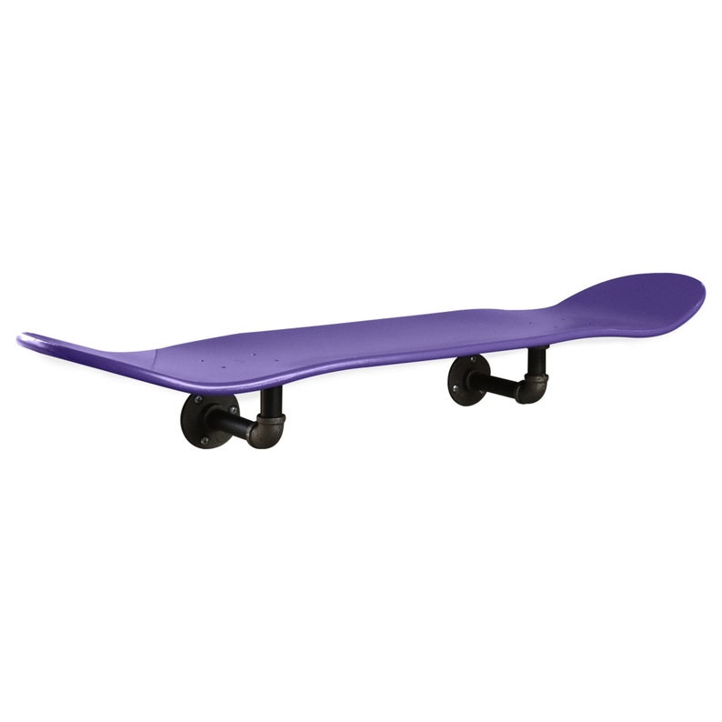 Floating Industrial Style Skateboard Deck Shelf With Rustic Pipe ...