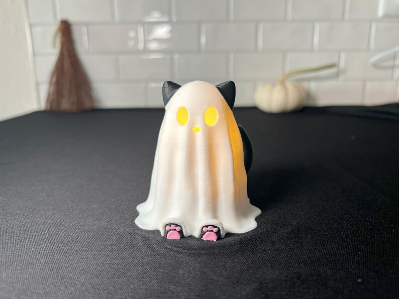 Glowing Ghost Cat Tea Light Holder: Halloween Decoration, Cat Lover ...