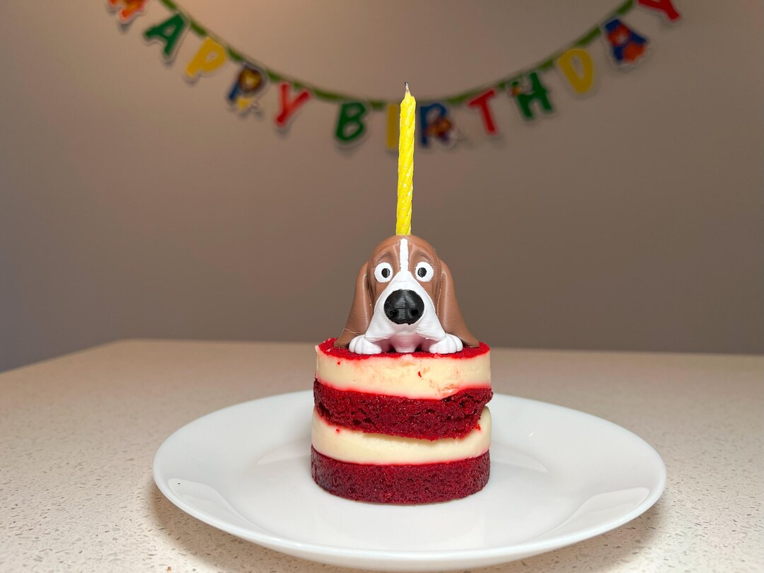 Basset Hound Cake Topper: Articulated Toy Candle Holder - Etsy