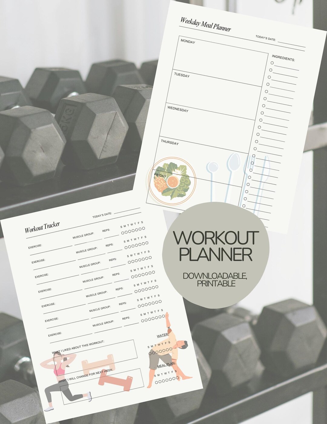Printable Workout and Meal Planner Journal - Etsy