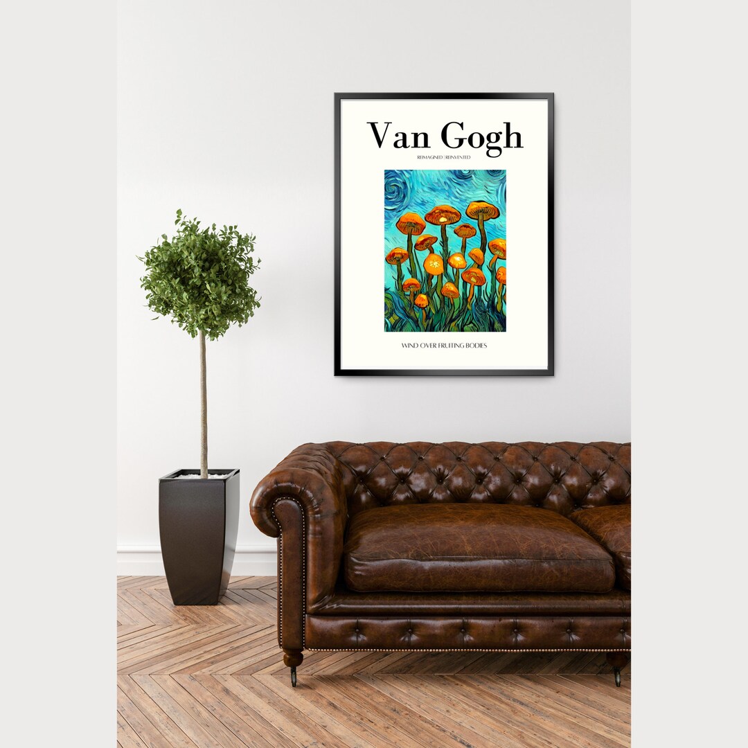 Wind Over Fruiting Bodies Van Gogh Reimagined Mushroom Oil Painting ...