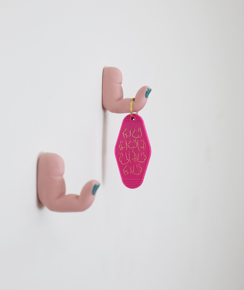 Ceramic Finger Wall Hook - Pink With Turquoise Nail Polish - Etsy