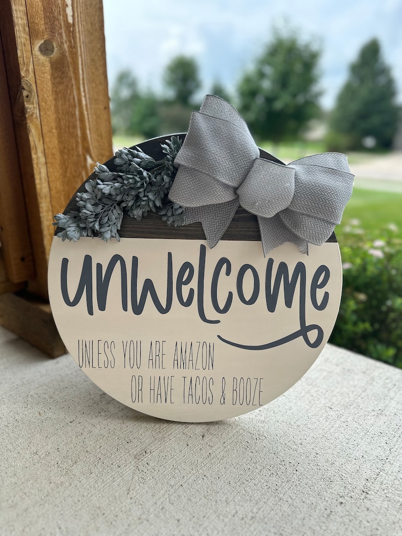 Front Door Decor | Unwelcome Sign | Year Round Wreath | Funny Door ...