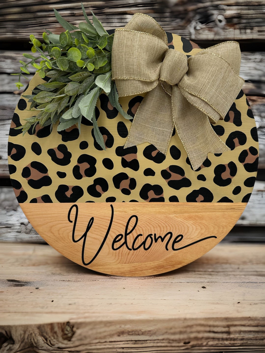 Welcome Cheeta Wooden Door Hanger / Front Door Decor / Wall Decor ...