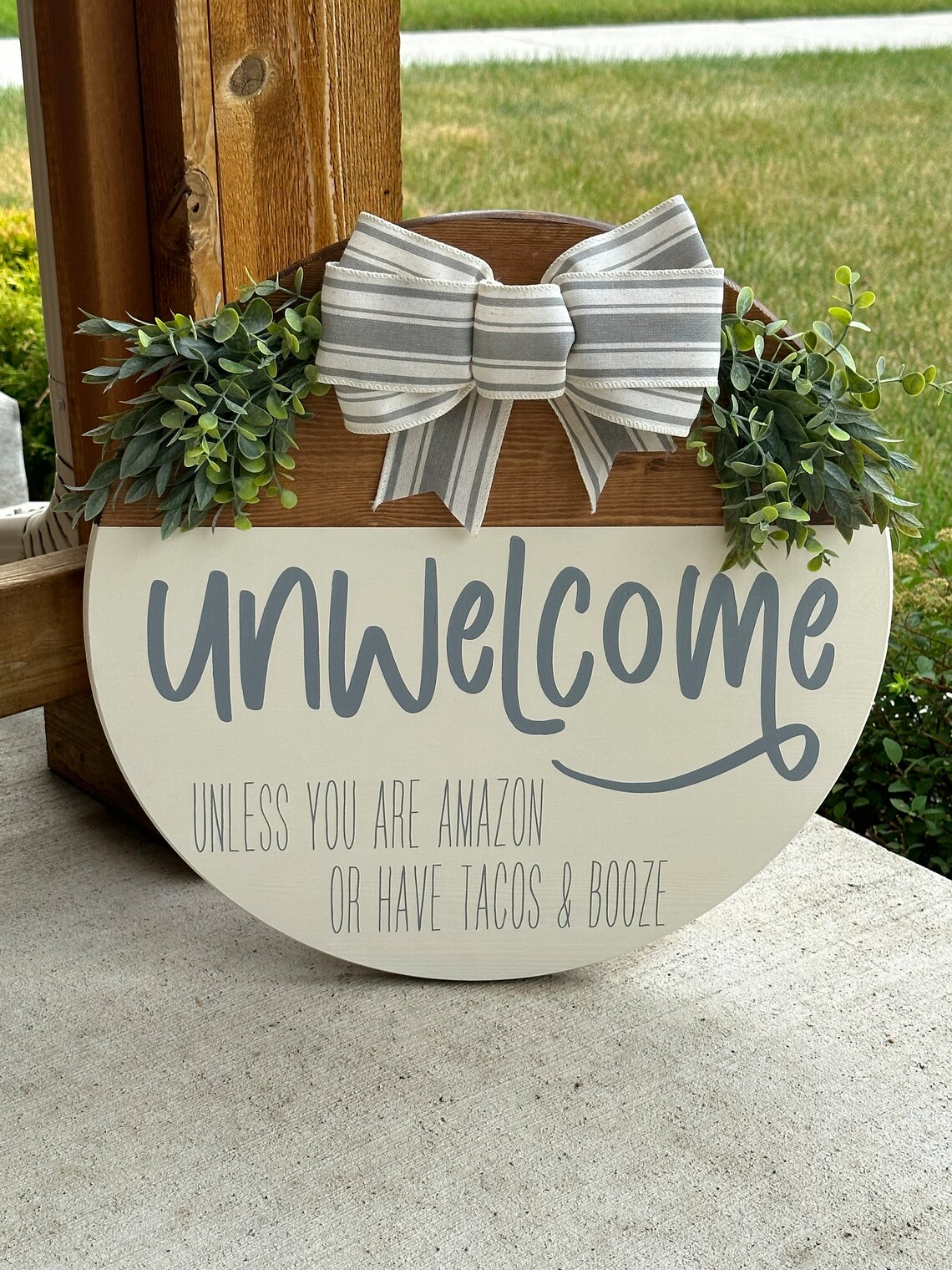 Front Door Decor | Unwelcome Sign | Year Round Wreath | Funny Door ...