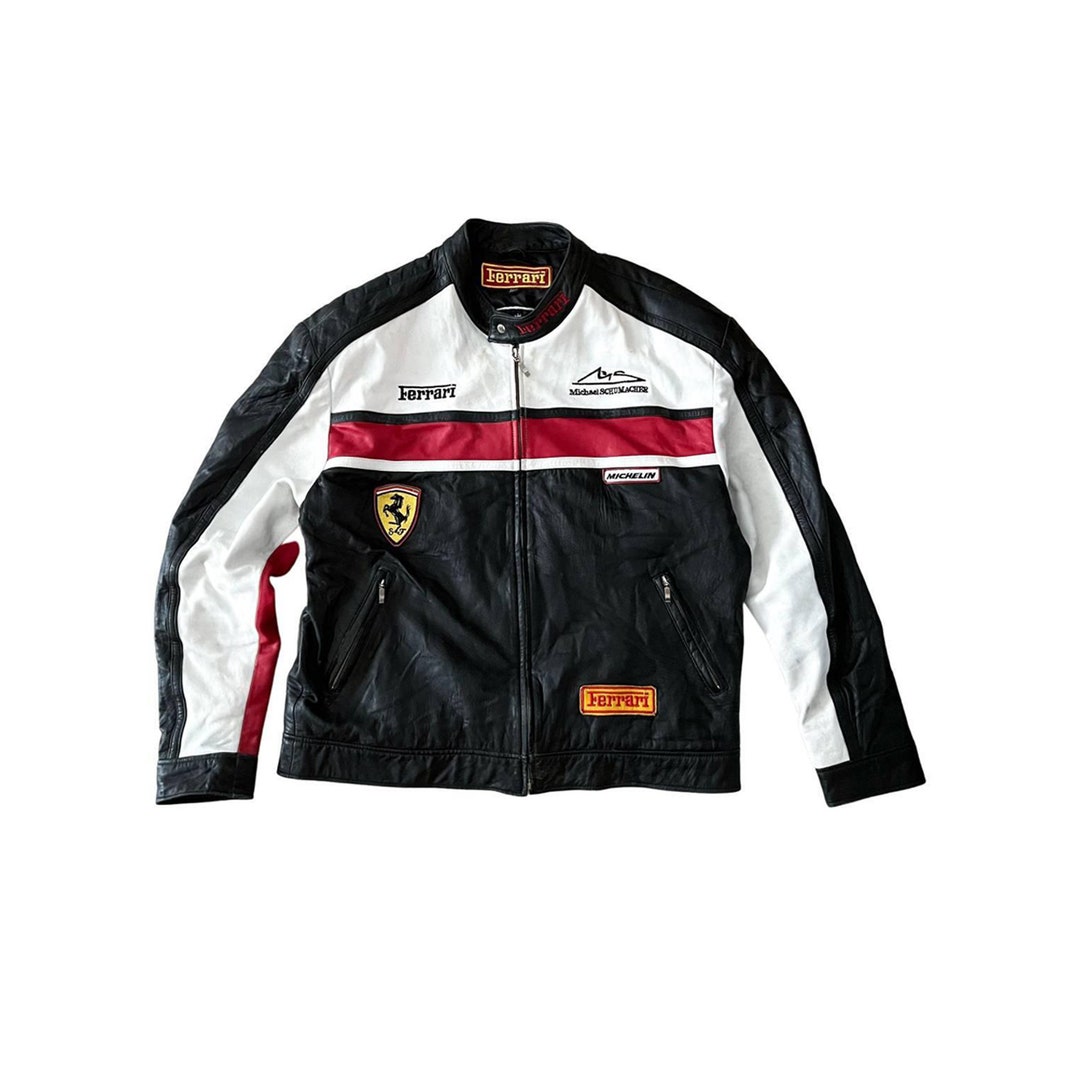 Ferrari F1 Racing Black Jacket Real Cowhide Leather Formula - Etsy