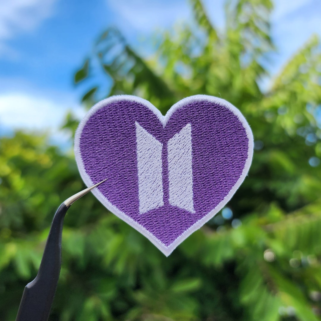 BTS Logo Heart Iron-on Embroidery Patches for Tote Bags, Backpacks, T ...