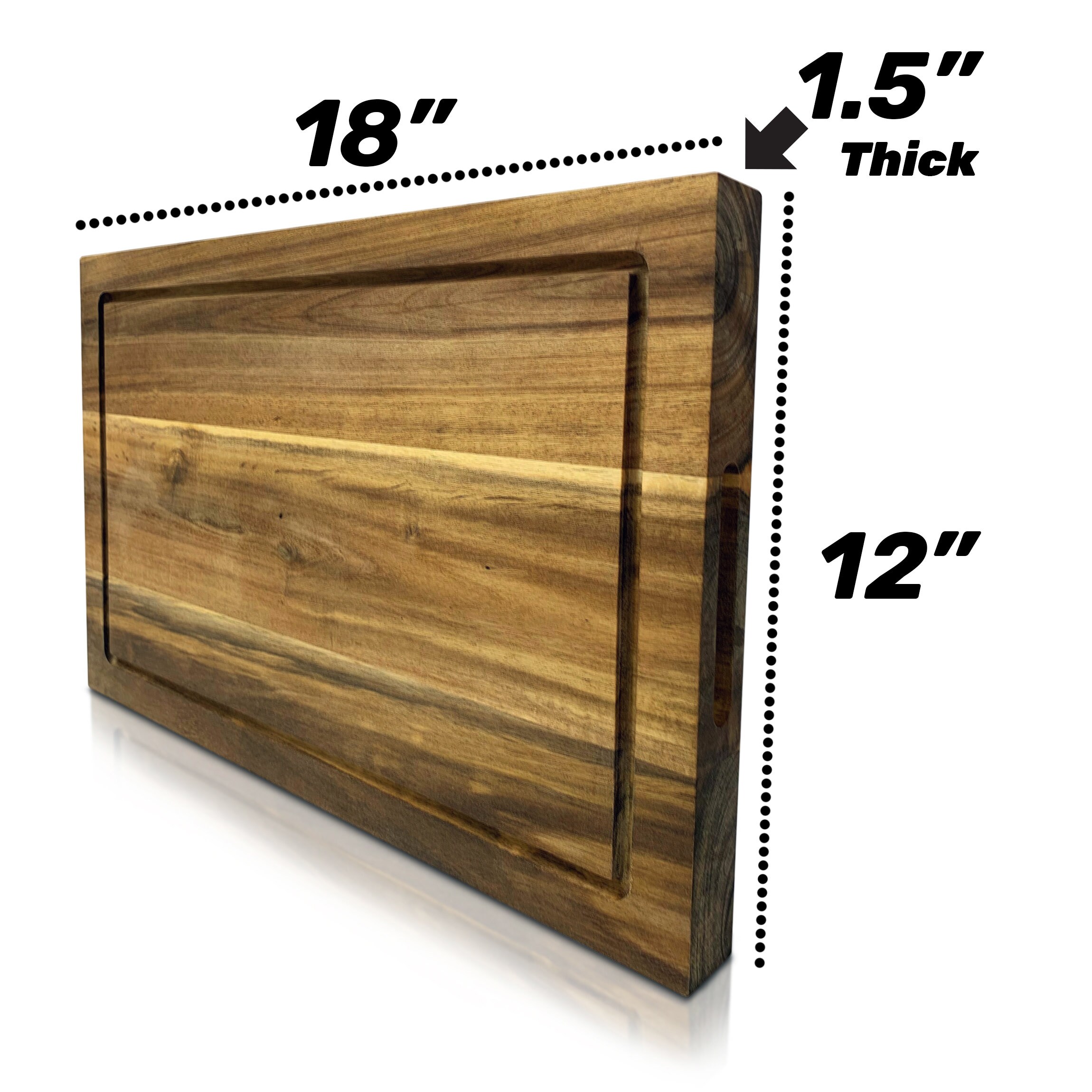 Extra Large Acacia Wood Cutting Board 18x12x1.5 Butcher Block With ...