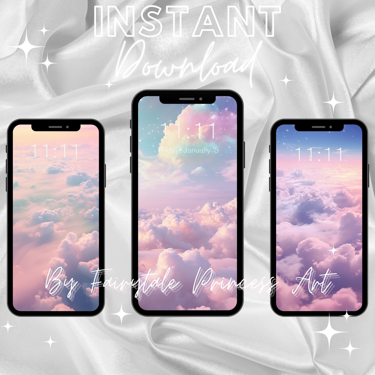 Clouds Wallpaper Cute Phone Lockscreen | Aesthetic iPad Girly Whimsical ...