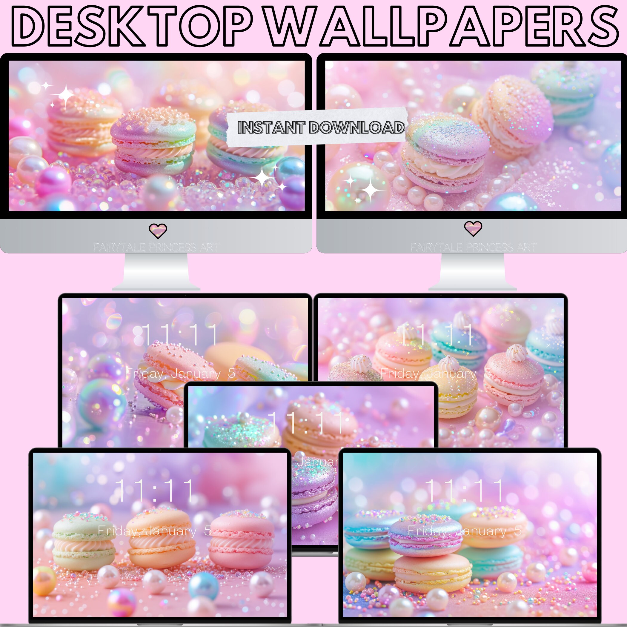 Kawaii Wallpaper Macarons Wallpaper Rainbow Pastel Screensaver Cute ...