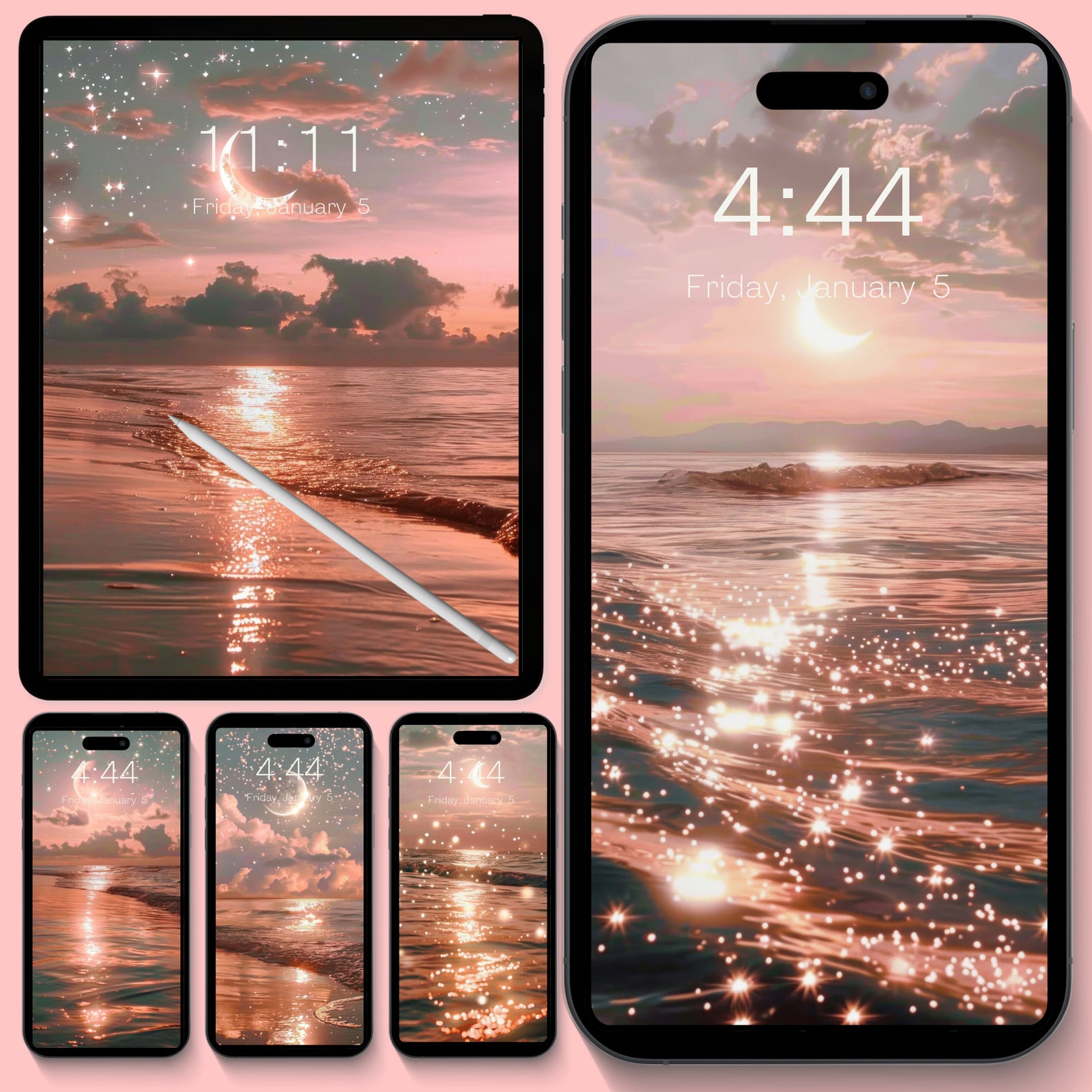 Moon Shimmer Wallpaper | Aesthetic iPhone Lockscreen | Beach Wallpaper ...