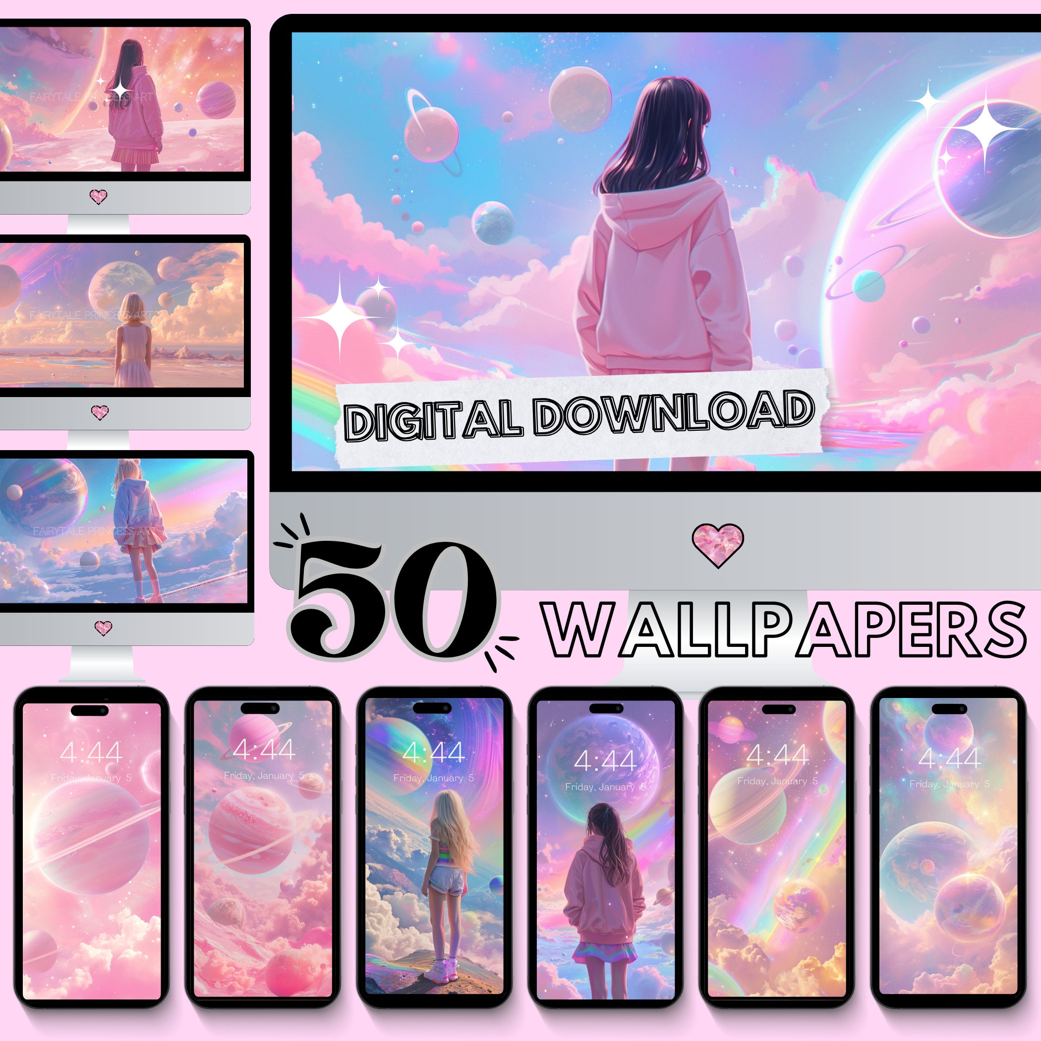 Kawaii Wallpaper Pastel Wallpaper Planets Desktop Wallpapers Lofi ...