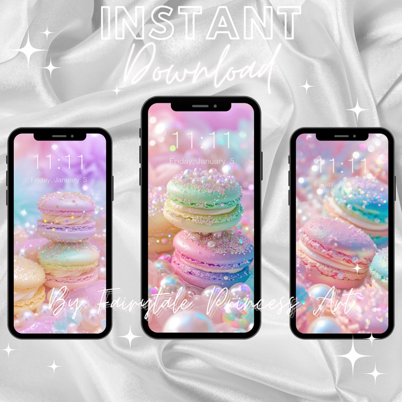 Kawaii Wallpaper Macarons Wallpaper Rainbow Pastel Screensaver Cute ...