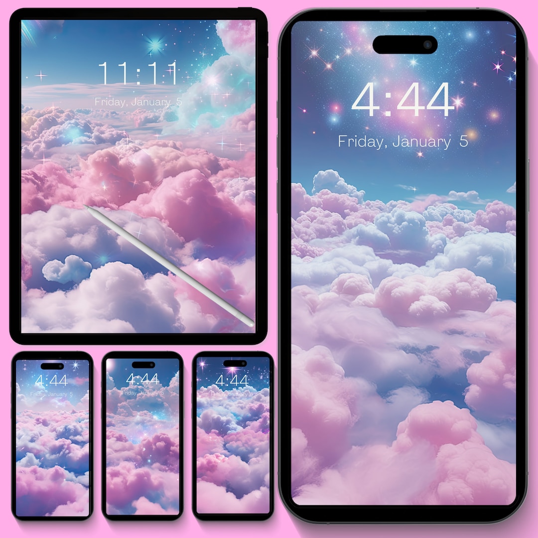 Candy Clouds Wallpaper Cute Phone Lockscreen | Aesthetic iPad Girly Pastel Cute Wallpaper Dreamy ...