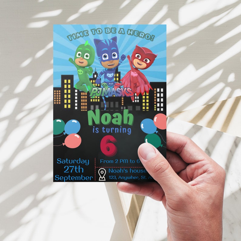 Pj Mask Canva Editable Birthday Invitation/Card Invitation Pj mask ...