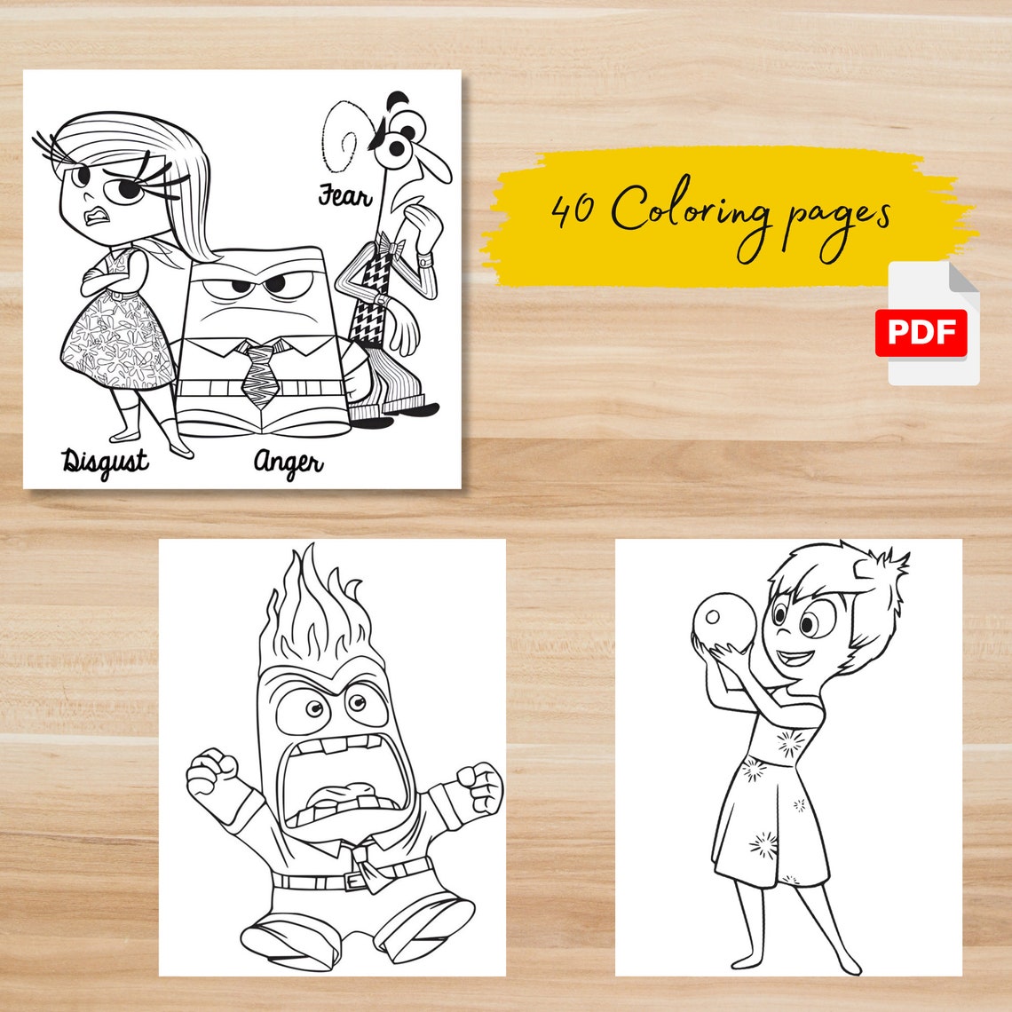 Printable Coloring Pages / Inside Out / 40 Coloring Pages - Etsy