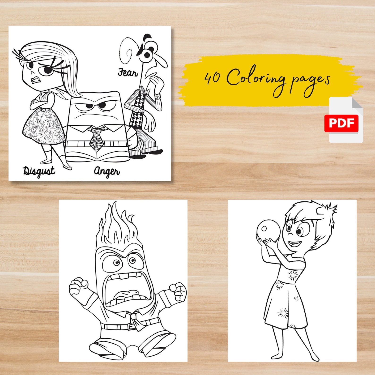 Printable Coloring Pages / Inside Out / 40 Coloring Pages - Etsy