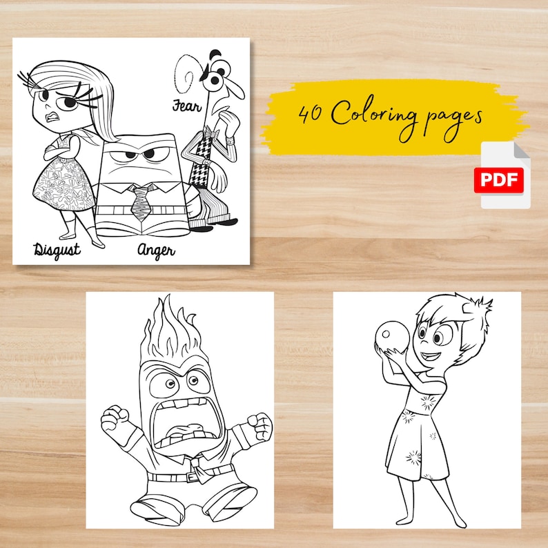 Printable Coloring Pages / Inside Out / 40 Coloring Pages - Etsy