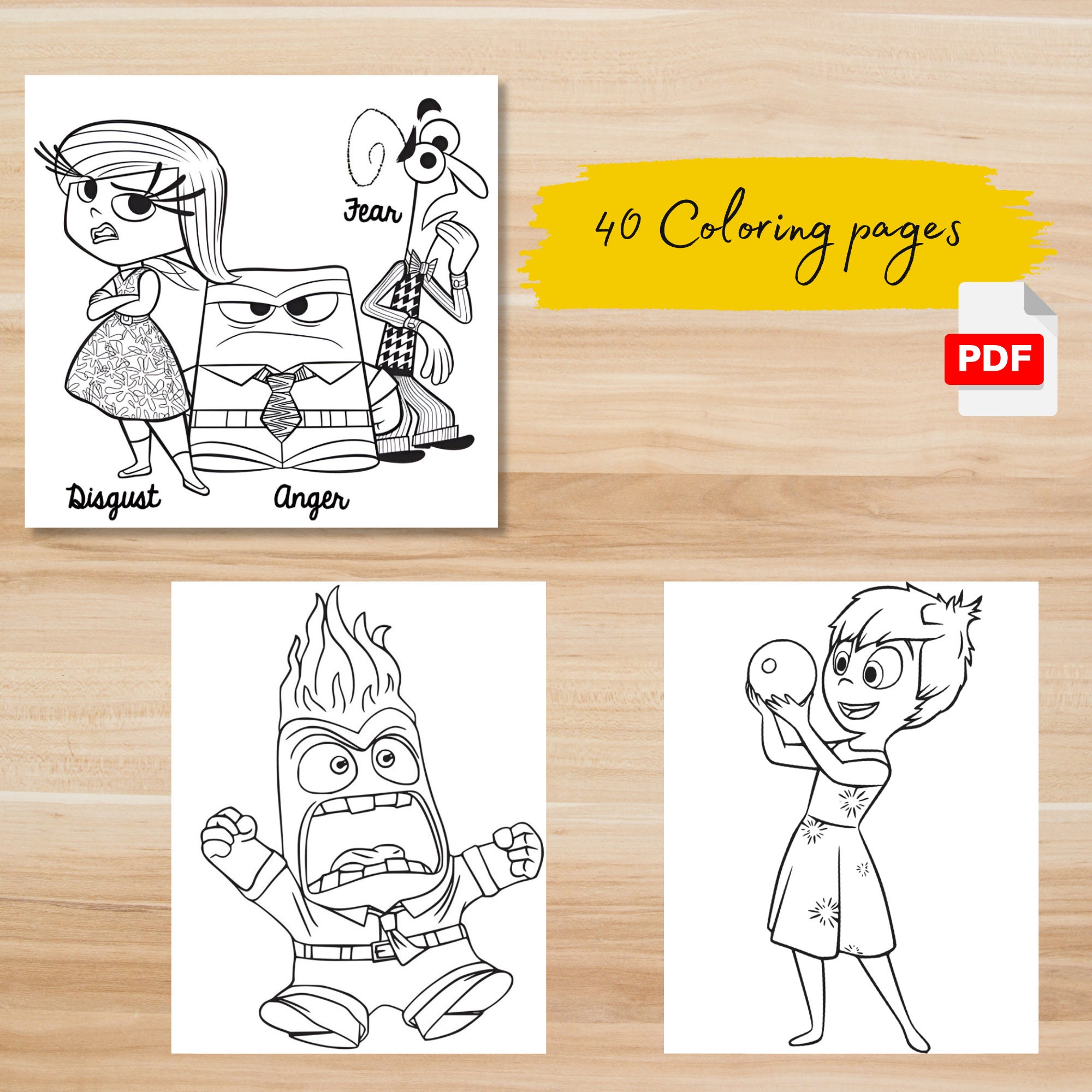 Printable Coloring Pages / Inside Out / 40 Coloring Pages - Etsy