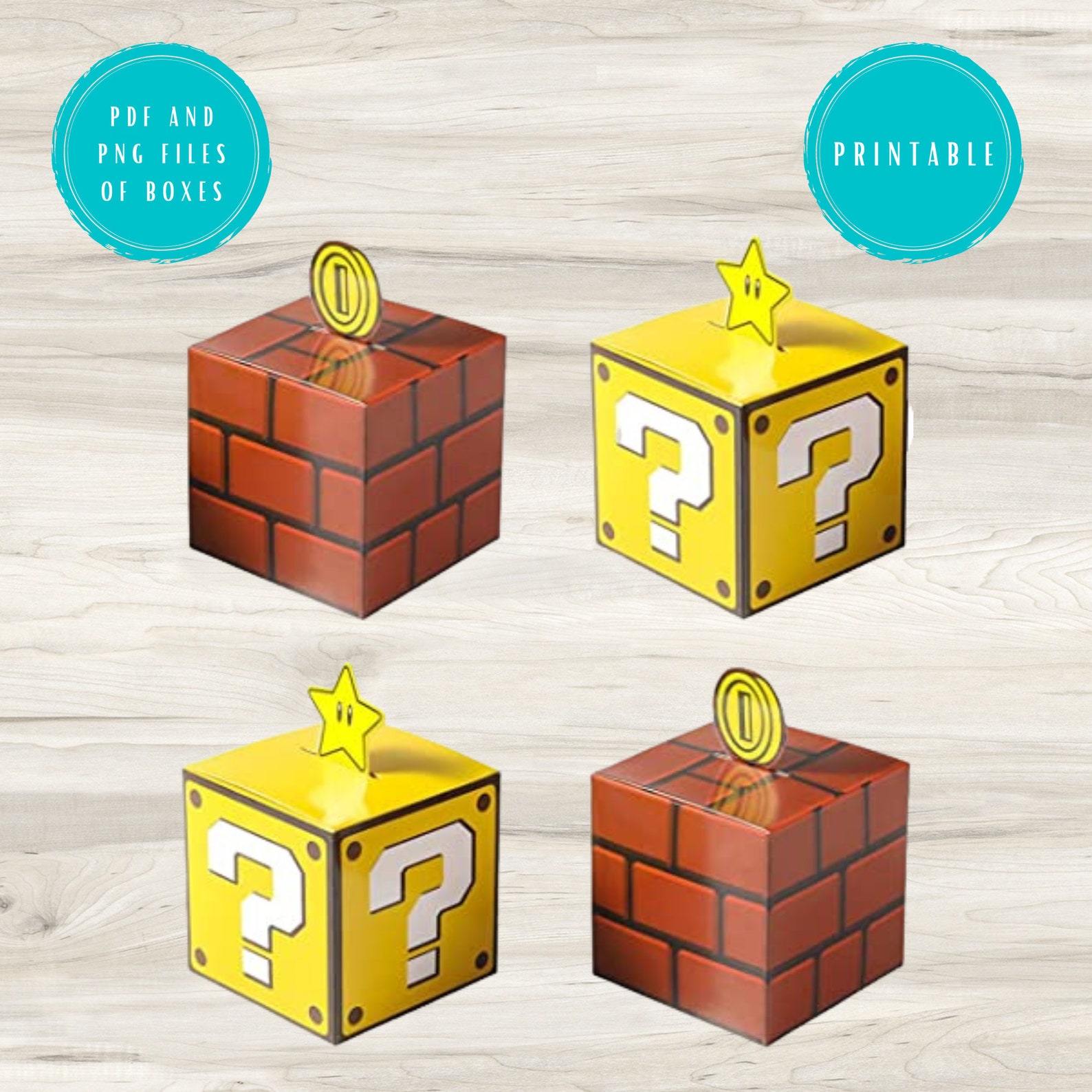 2 Printable Mario Bros Boxes / PDF and PNG Files / Instant Download ...
