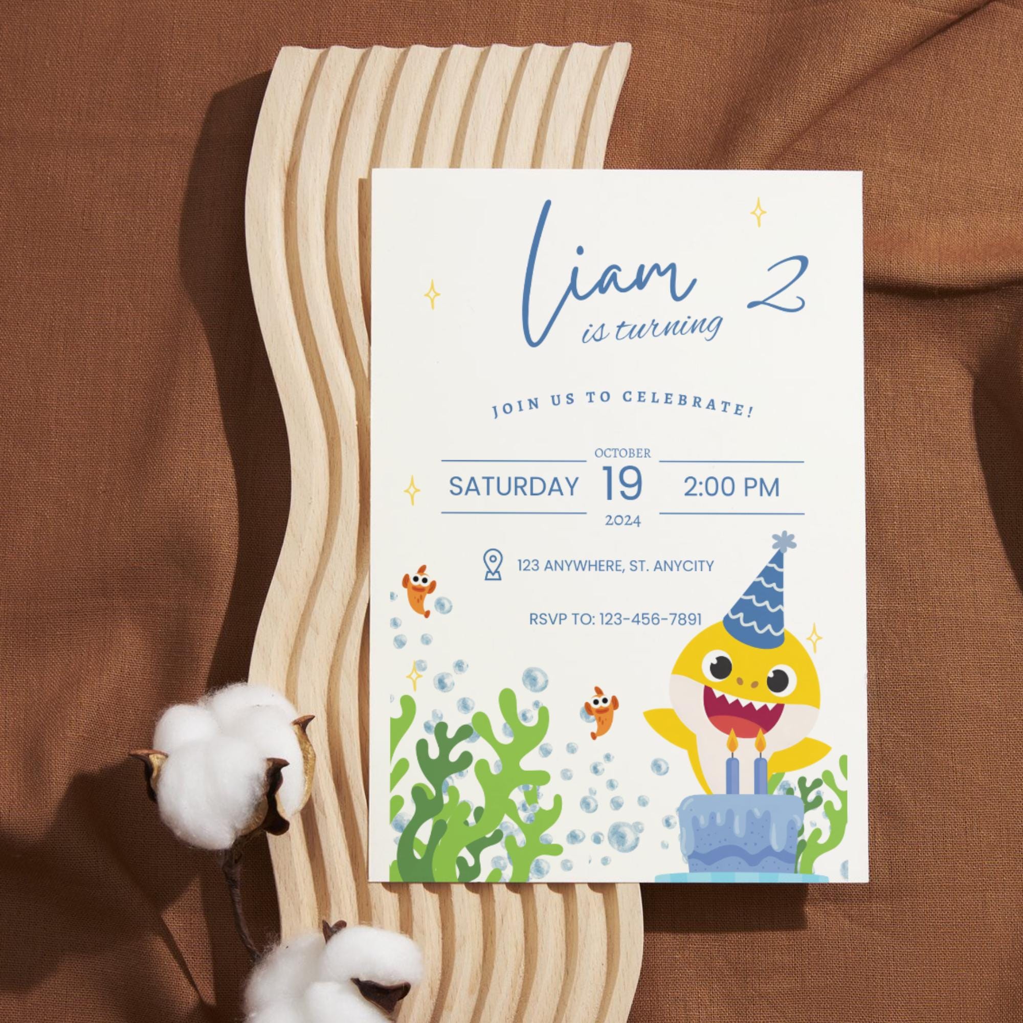 Baby Shark Canva Editable Birthday Invitation/card Invitation Baby ...
