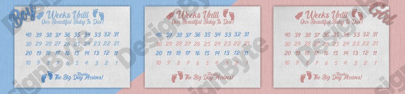 Weeks Until Baby is Due A4 Printable Countdown, Unisex. - Etsy