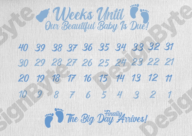 Weeks Until Baby is Due A4 Printable Countdown, Unisex. - Etsy