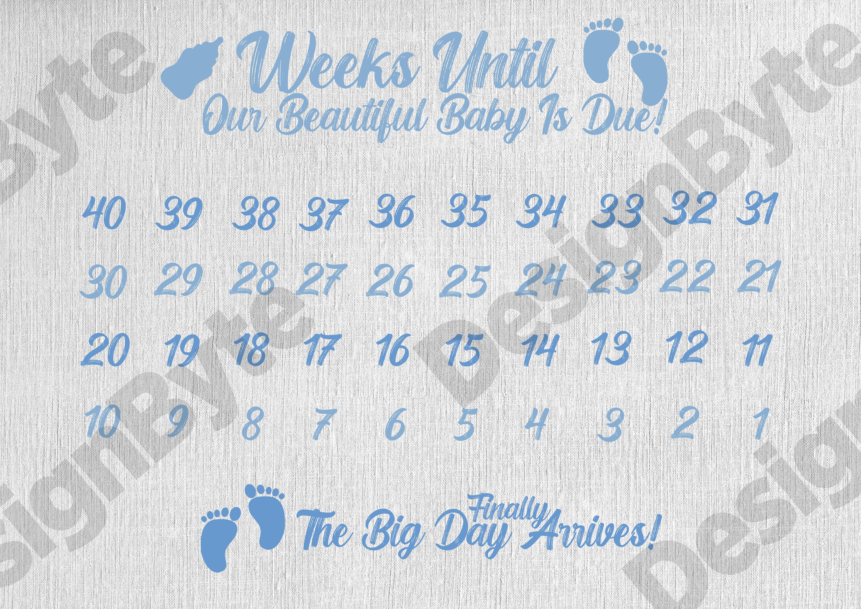 Weeks Until Baby is Due A4 Printable Countdown, Unisex. - Etsy