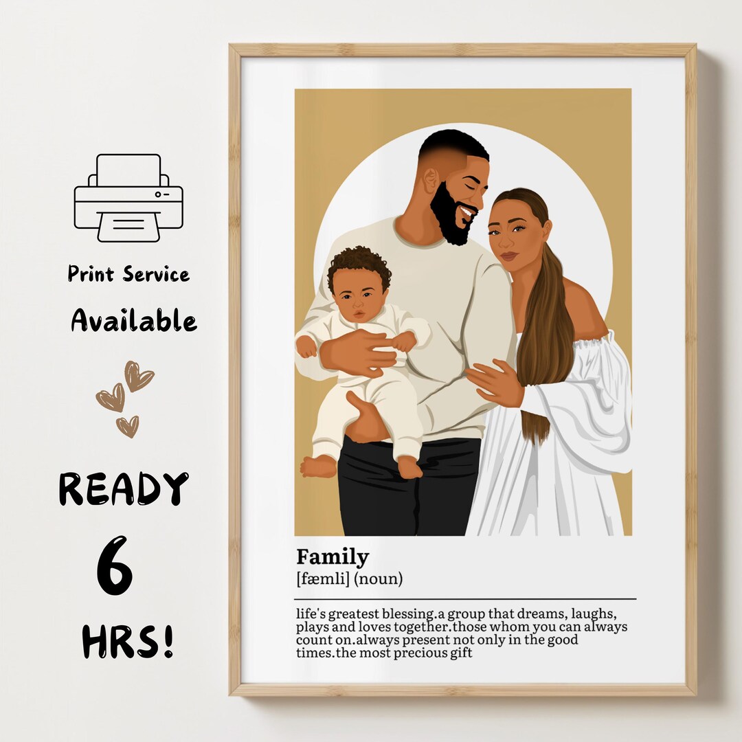 Personalized Family Portrait, Custom Portrait, Anniversary Photo Print ...