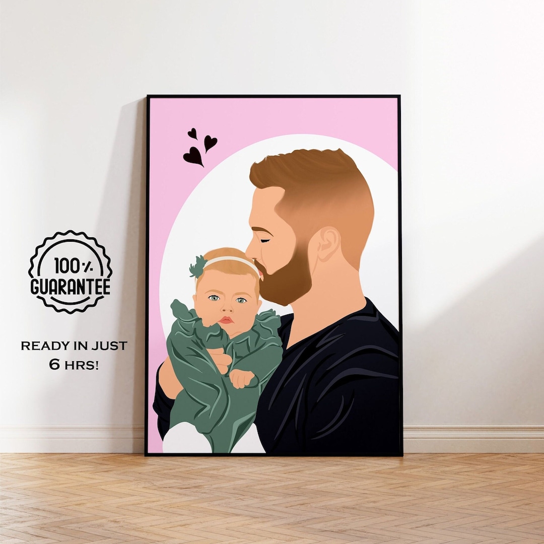 Personalized Father's Day Gift, Custom Dad Portrait, Unforgettable Wall ...