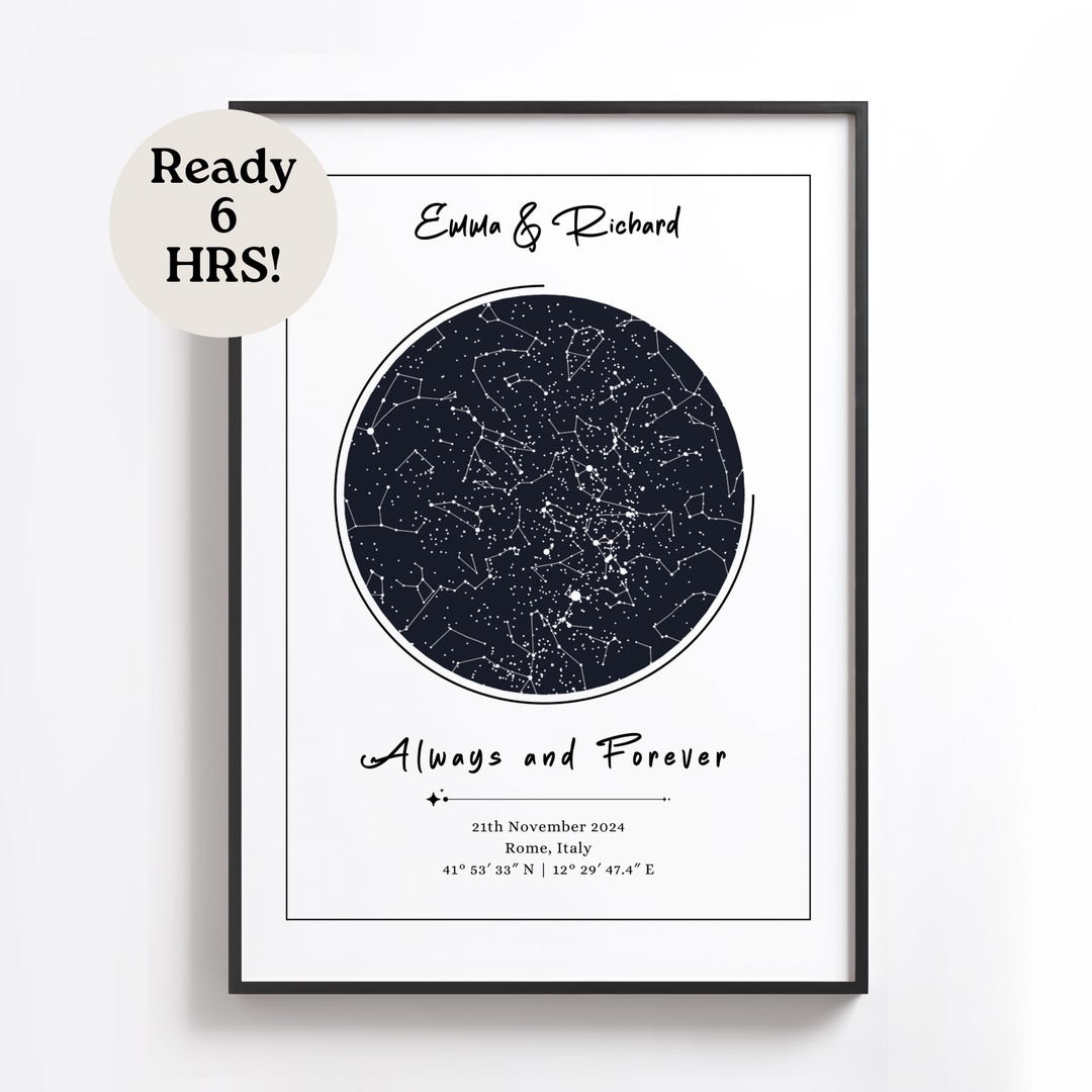 Custom Digital Star Map, Anniversary Gift, Star Map by Date ...