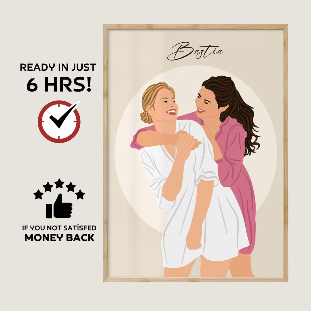 Custom Faceless Bestie Portrait, Personalized Digital Print - Etsy