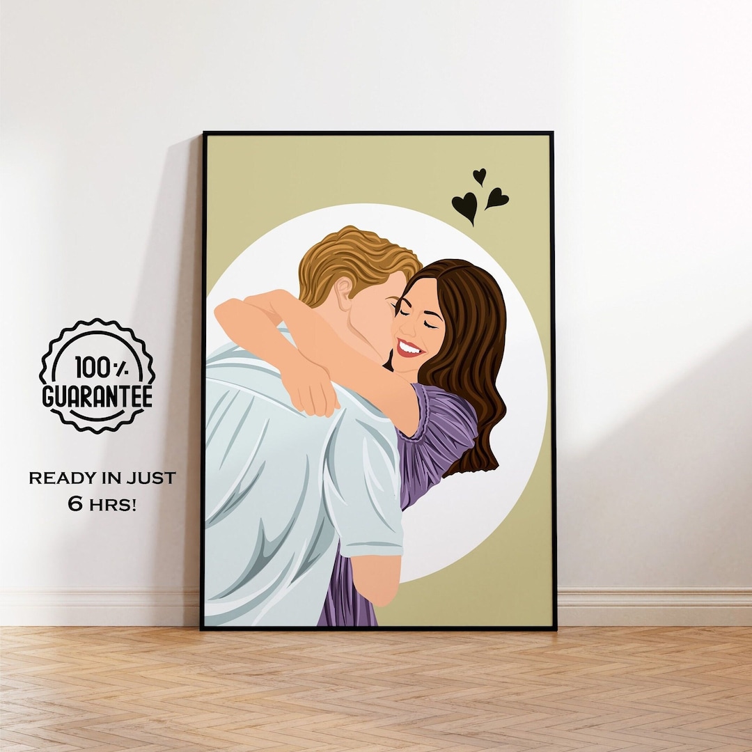 Faceless Portrait, Couple Portrait, Gift for Couple, Engagement Drawing ...