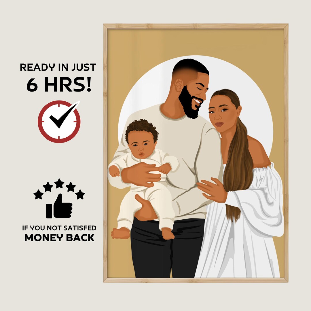 Personalized Family Portrait, Portait Gift for Family, Custom ...