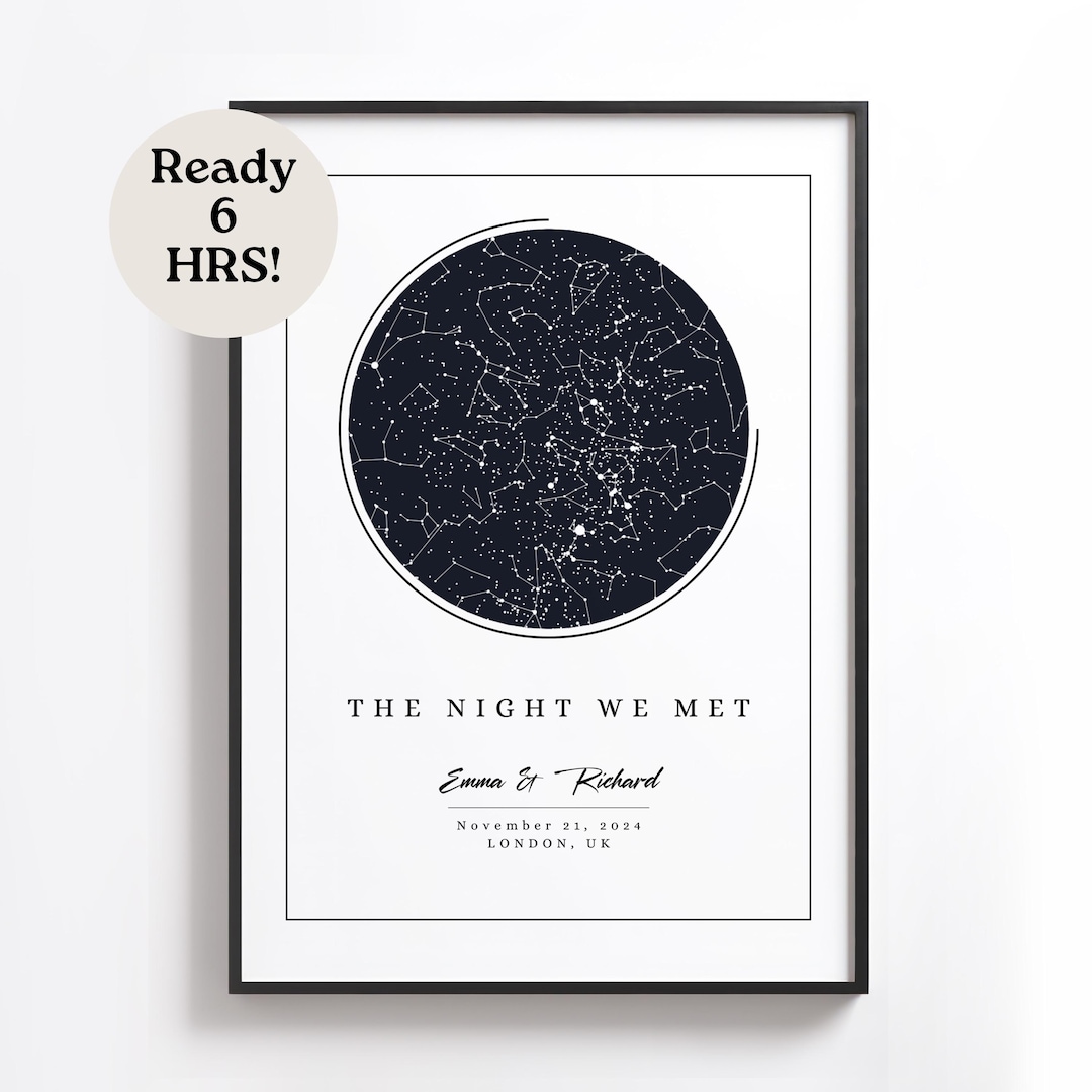 Custom Star Map by Date, Custom Couple Gift, Personalized Star Chart ...