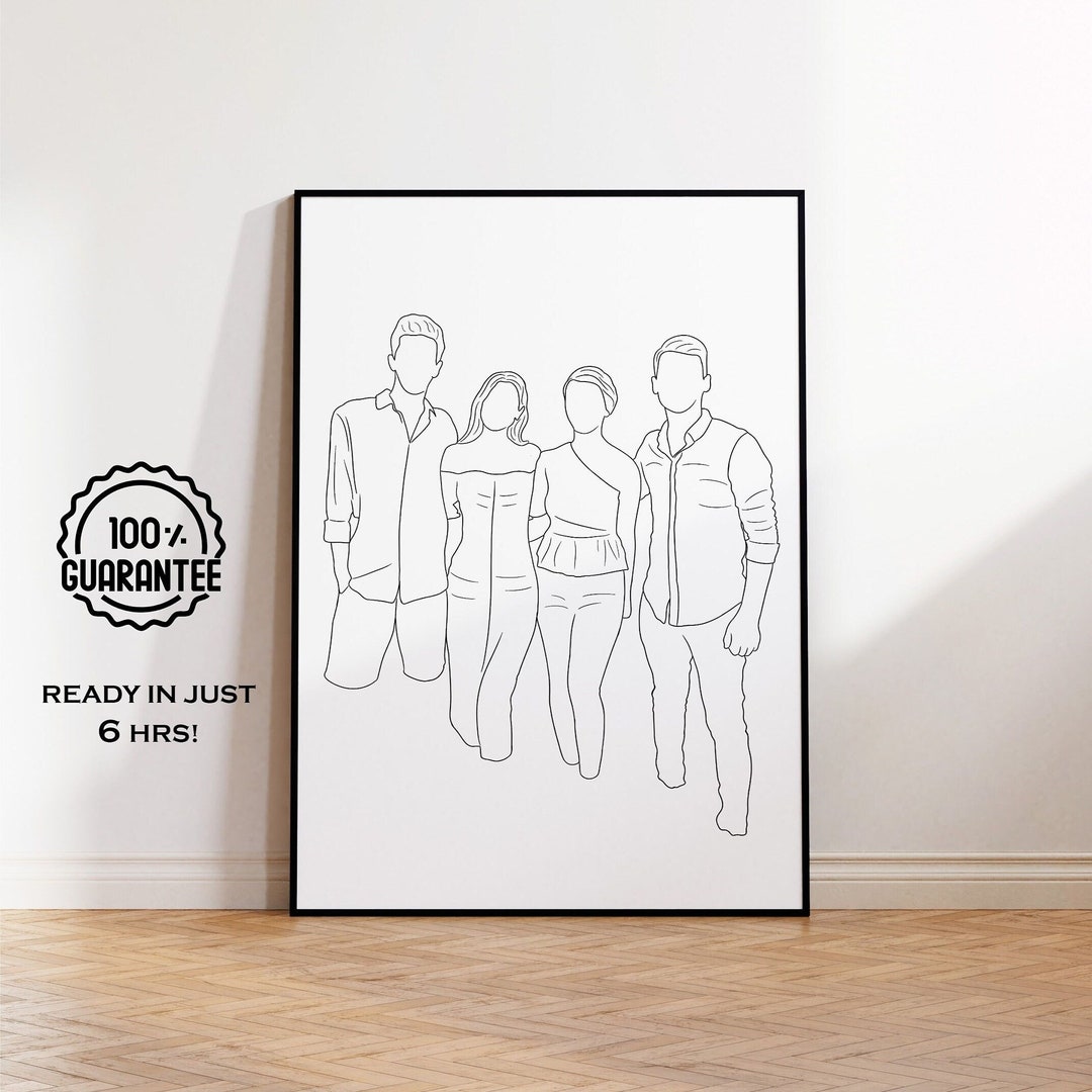 Friendship Faceless Line Portrait, Bestie Portrait, Gift for Family ...