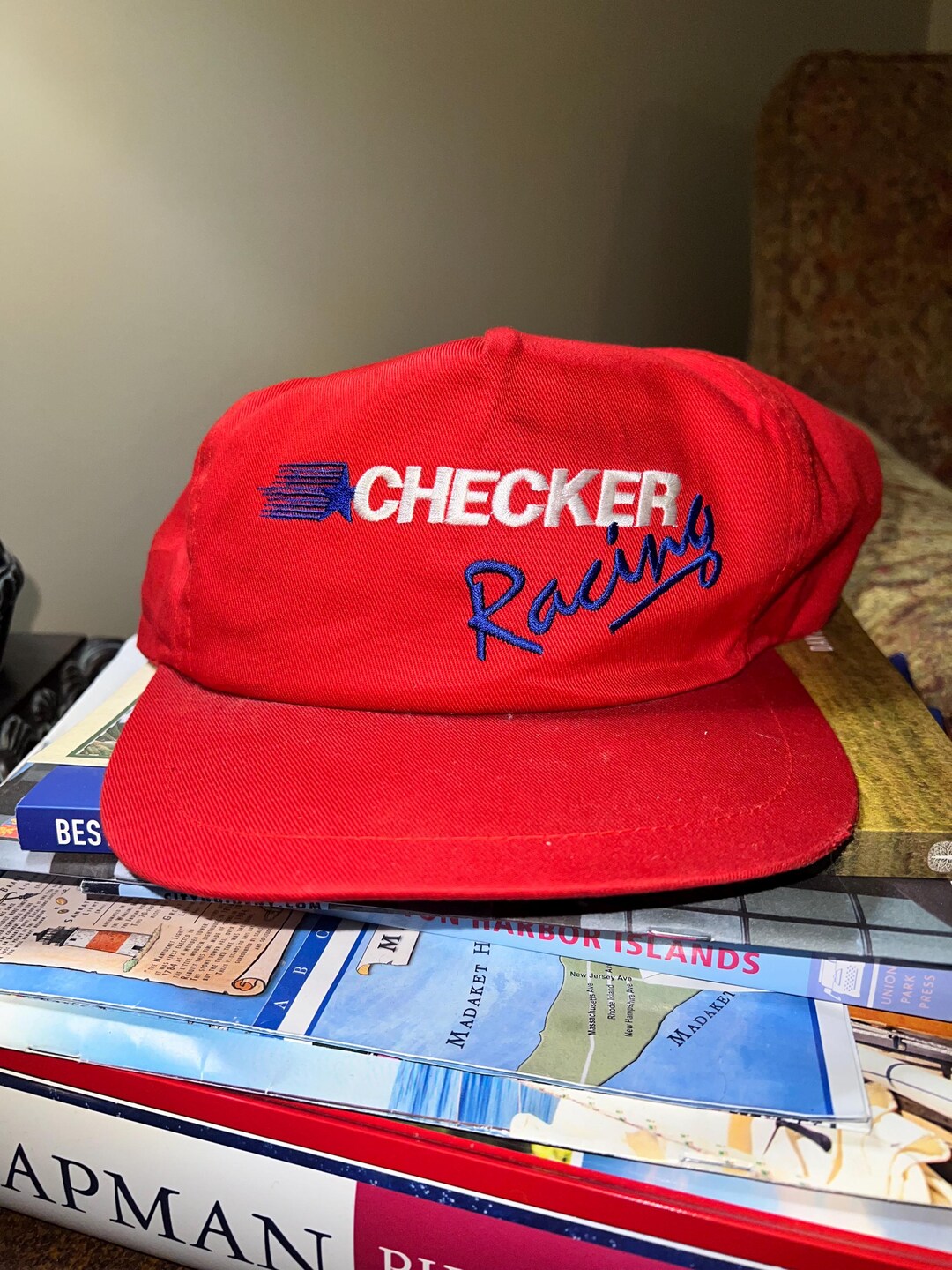 Vintage Checker Racing Snapback Hat - Etsy