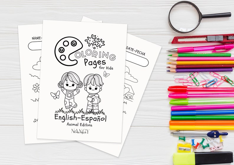 Coloring Pages/book for Kids English and Spanish Animal Version - Etsy