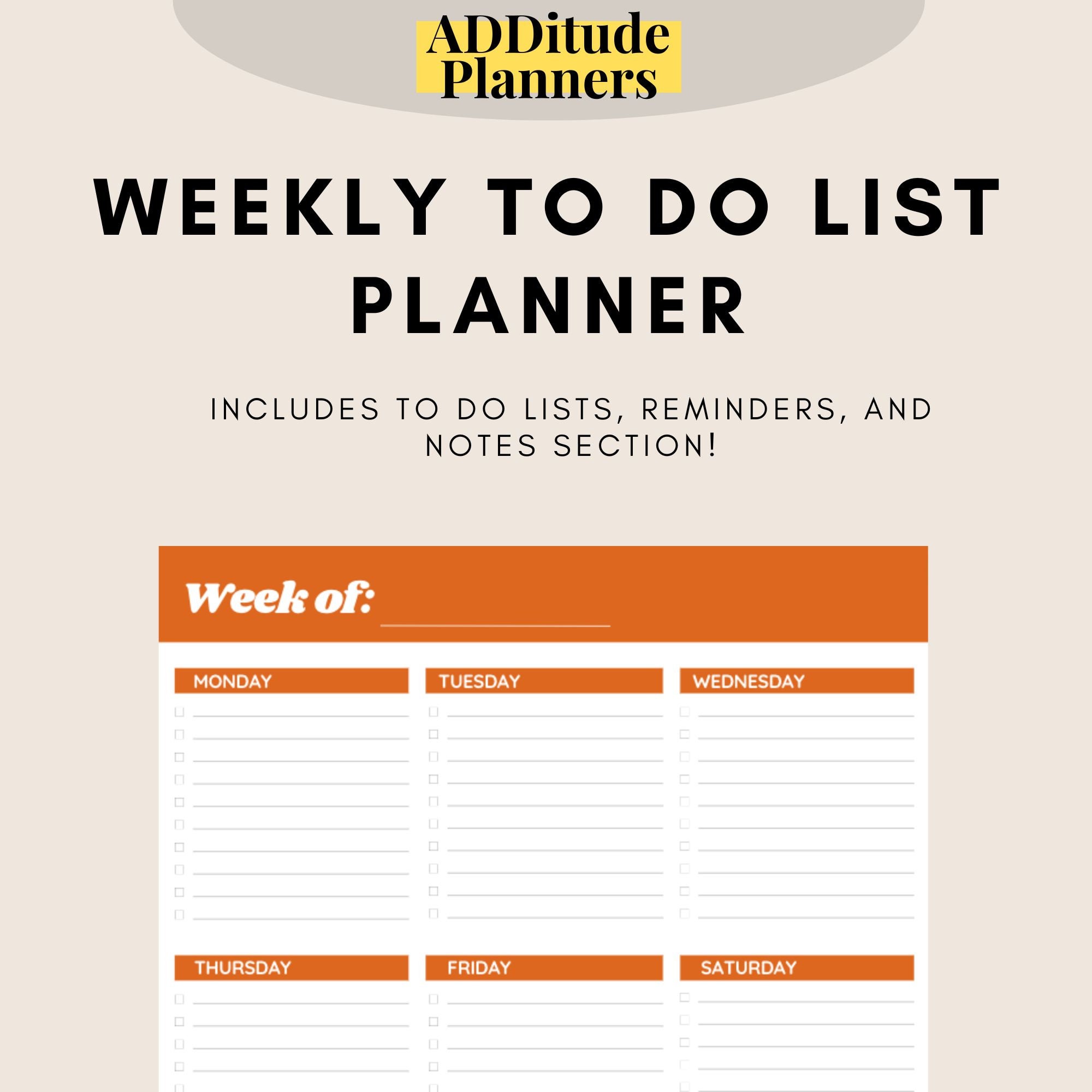 Weekly Planner | Printable, Undated | to Do Lists, Reminders, Notes ...