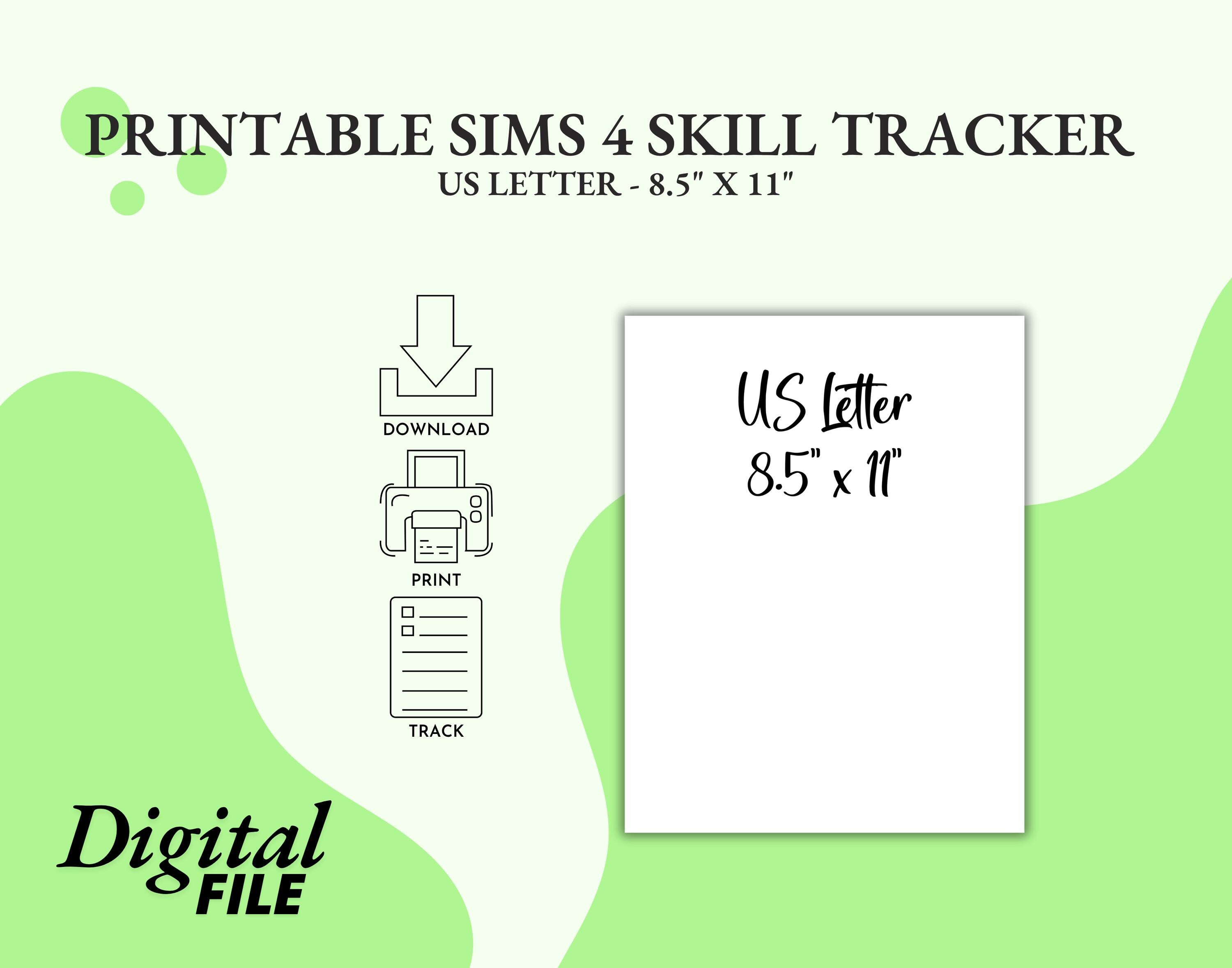 Printable Sims 4 Skill Tracker Planner Sheet Bundle - Expansion and ...